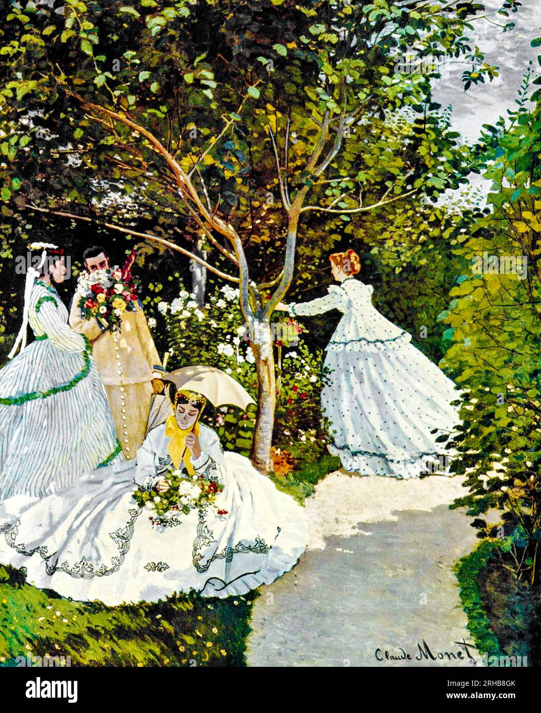 Tableau célèbre des femmes dans le jardin de Claude Monet. Original de ...