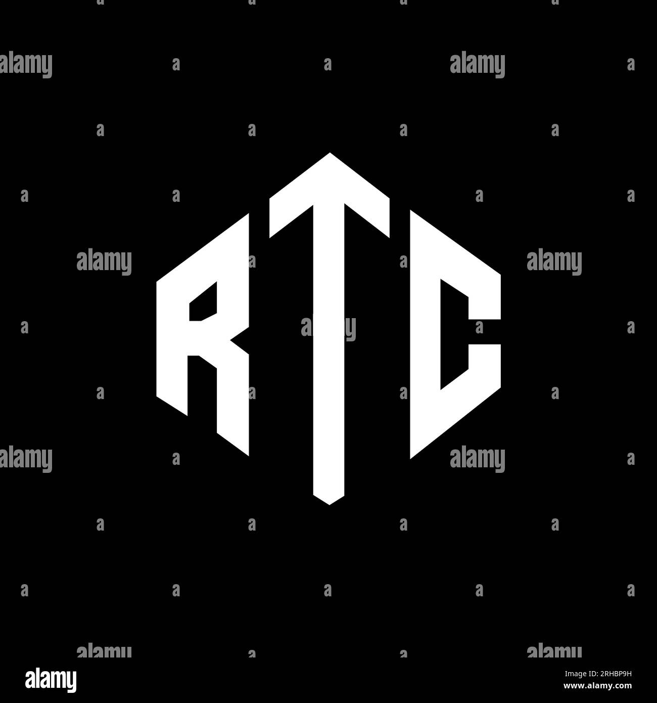 Logo de lettre RTC avec forme de polygone. Logo en forme de polygone et de cube RTC. Modèle de ...