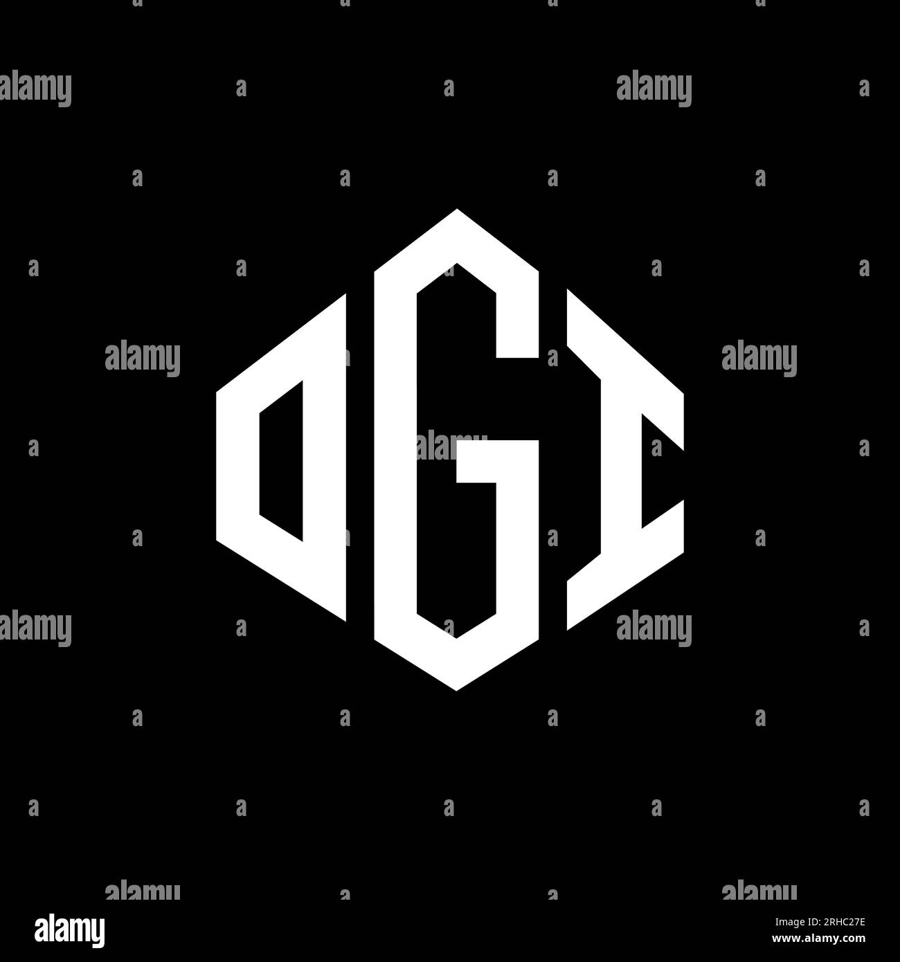 Logo de lettre OGI avec forme de polygone. Logo en forme de polygone et ...