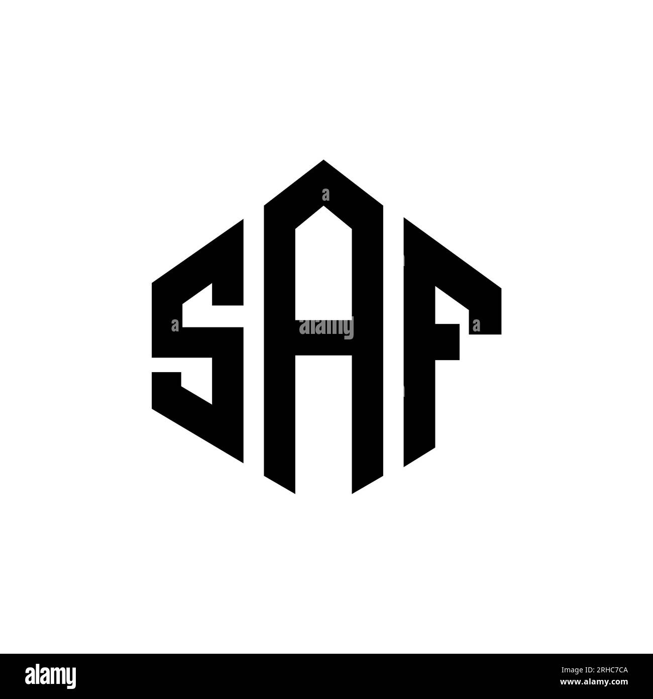 Logo de lettre SAF avec forme de polygone. Logo en forme de polygone et ...
