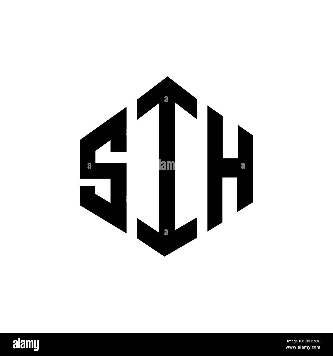 Logo de lettre SIH avec forme de polygone. Logo en forme de polygone et ...