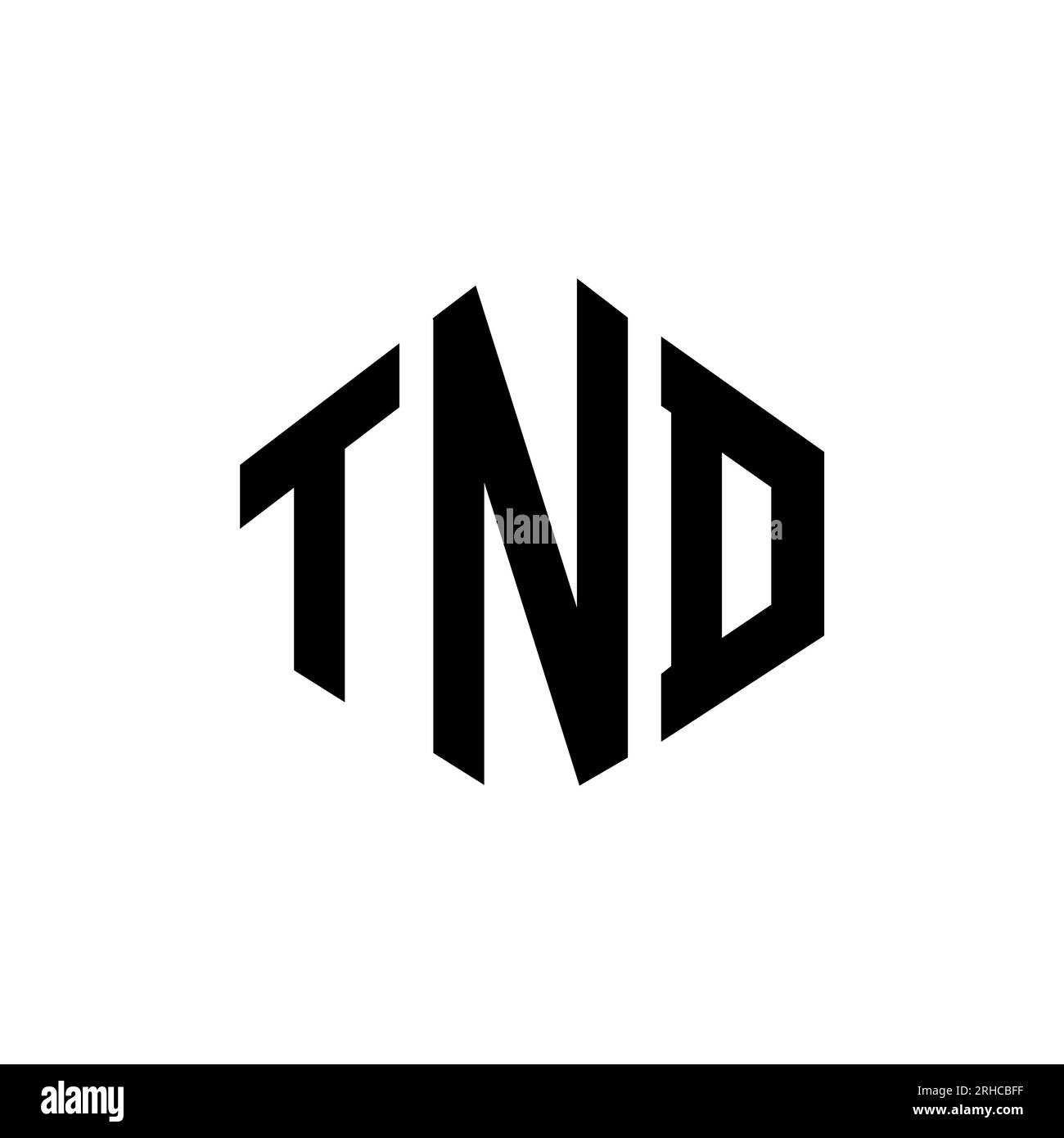 Logo de lettre TND avec forme de polygone. Logo en forme de polygone et ...
