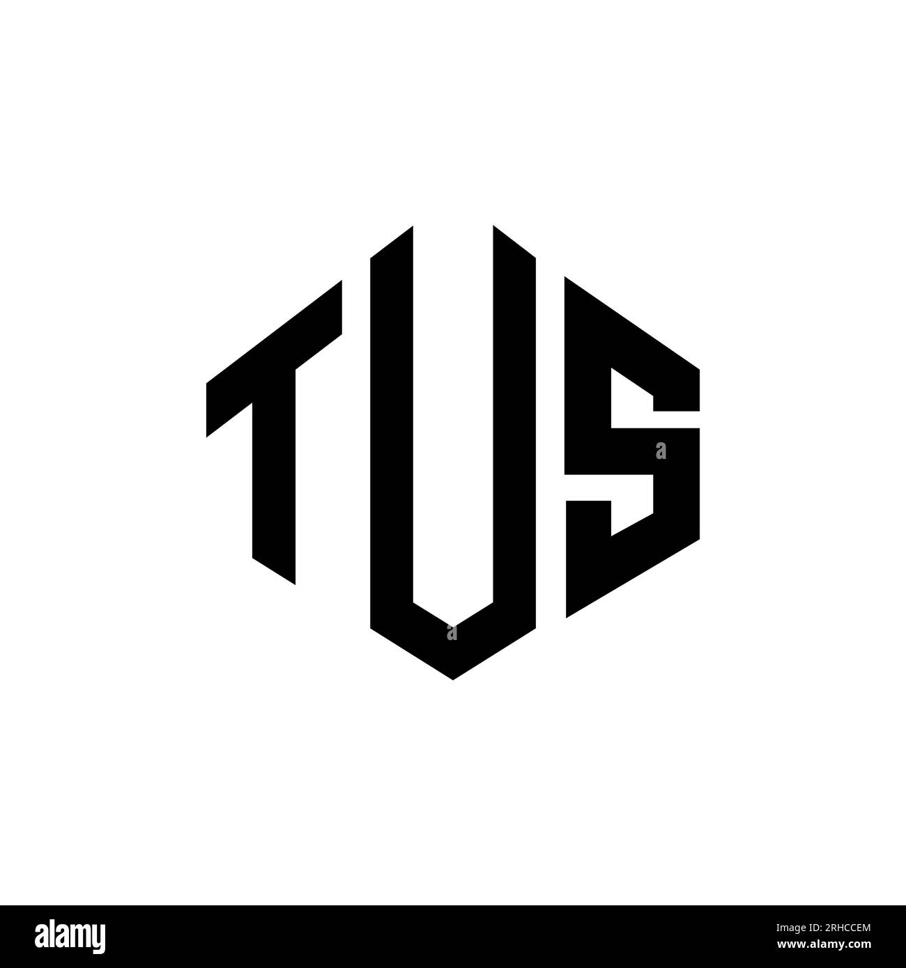 Logo de lettre de TUS avec forme de polygone. Logo en forme de polygone ...