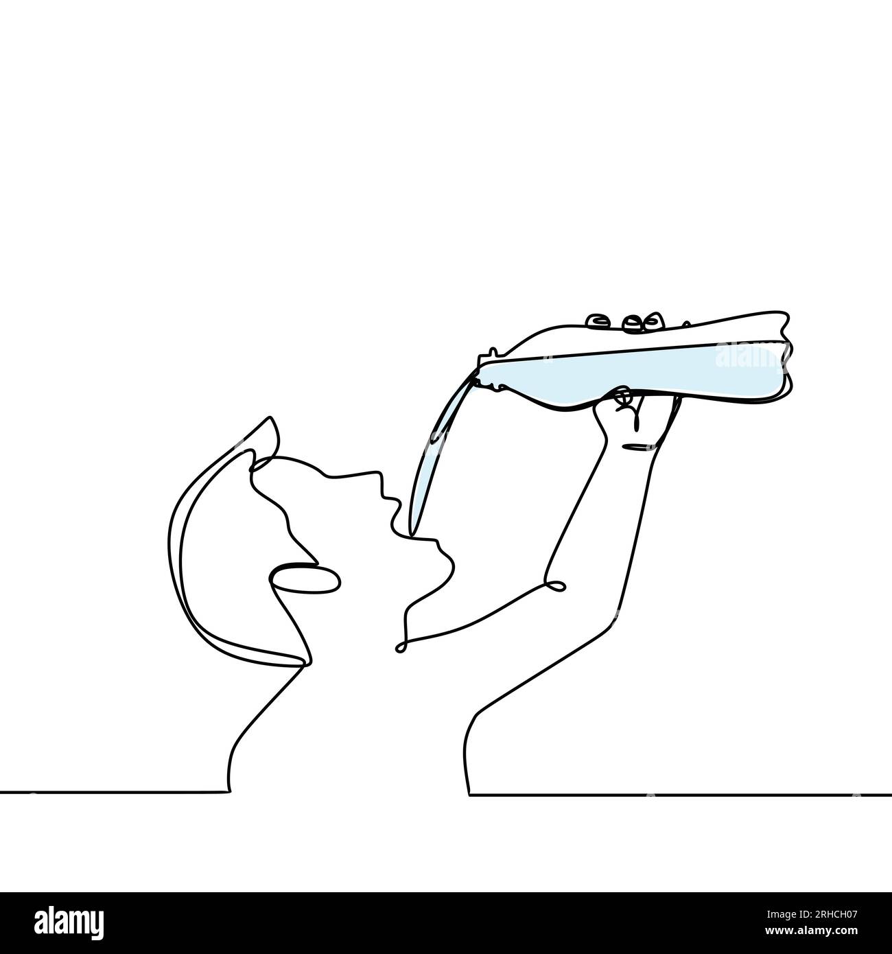 Un dessin au trait d'un design minimaliste de quelqu'un qui boit ...