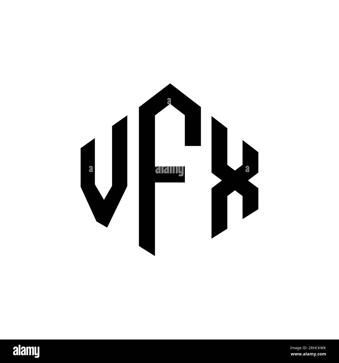 Logo de lettre VFX avec forme de polygone. Logo en forme de polygone et ...
