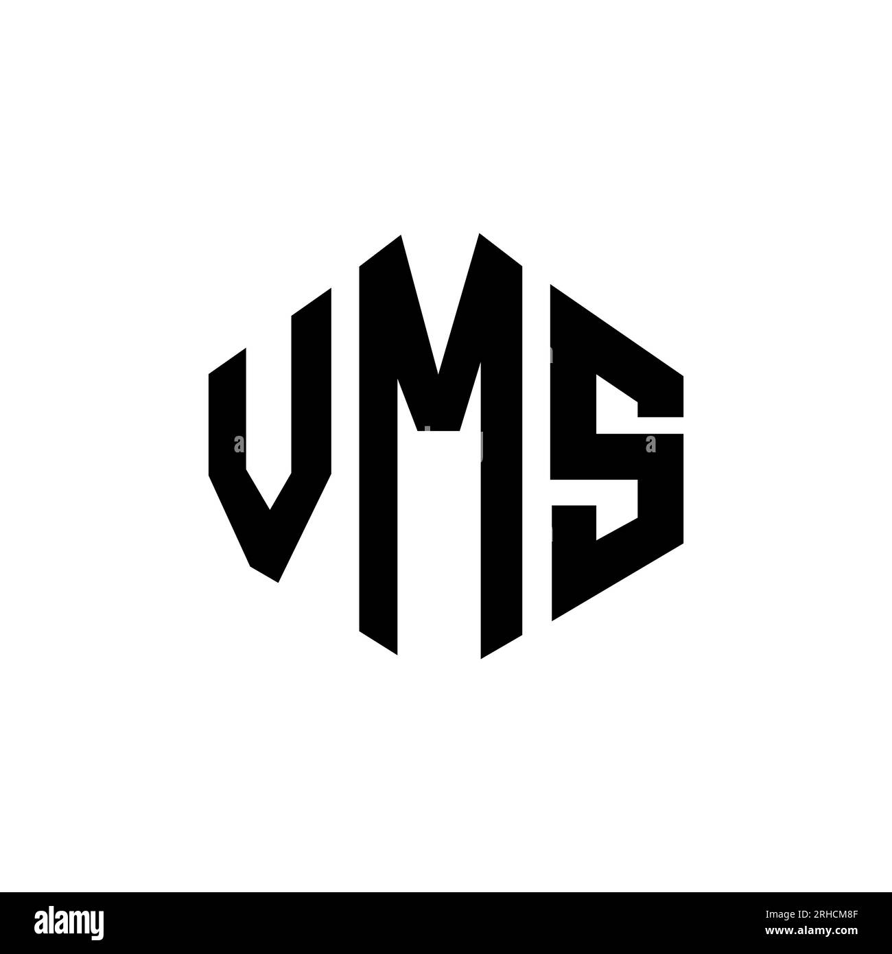 Logo de lettre VMS avec forme de polygone. Logo en forme de polygone et ...