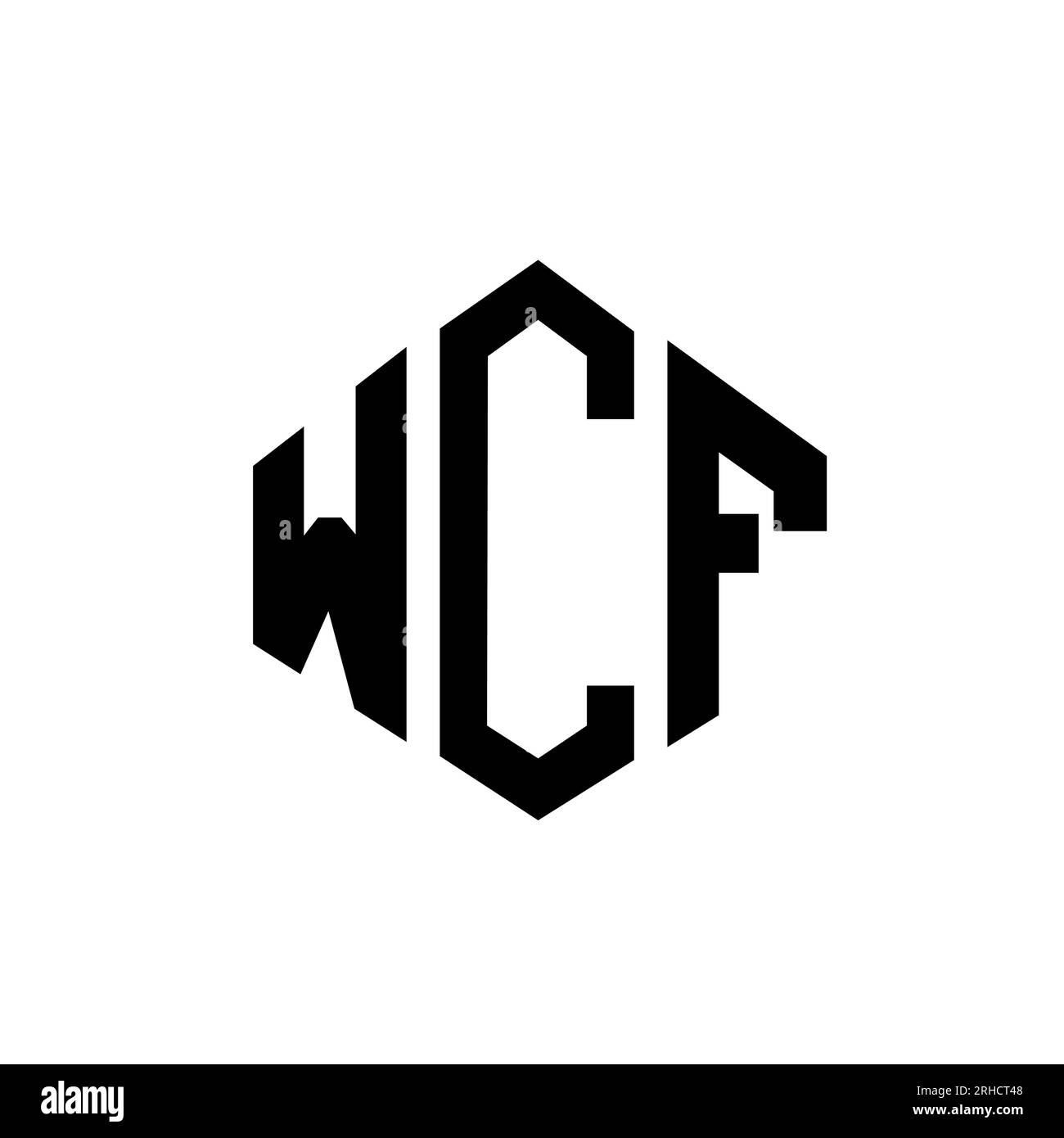 Logo de lettre WCF avec forme de polygone. Logo en forme de polygone et ...