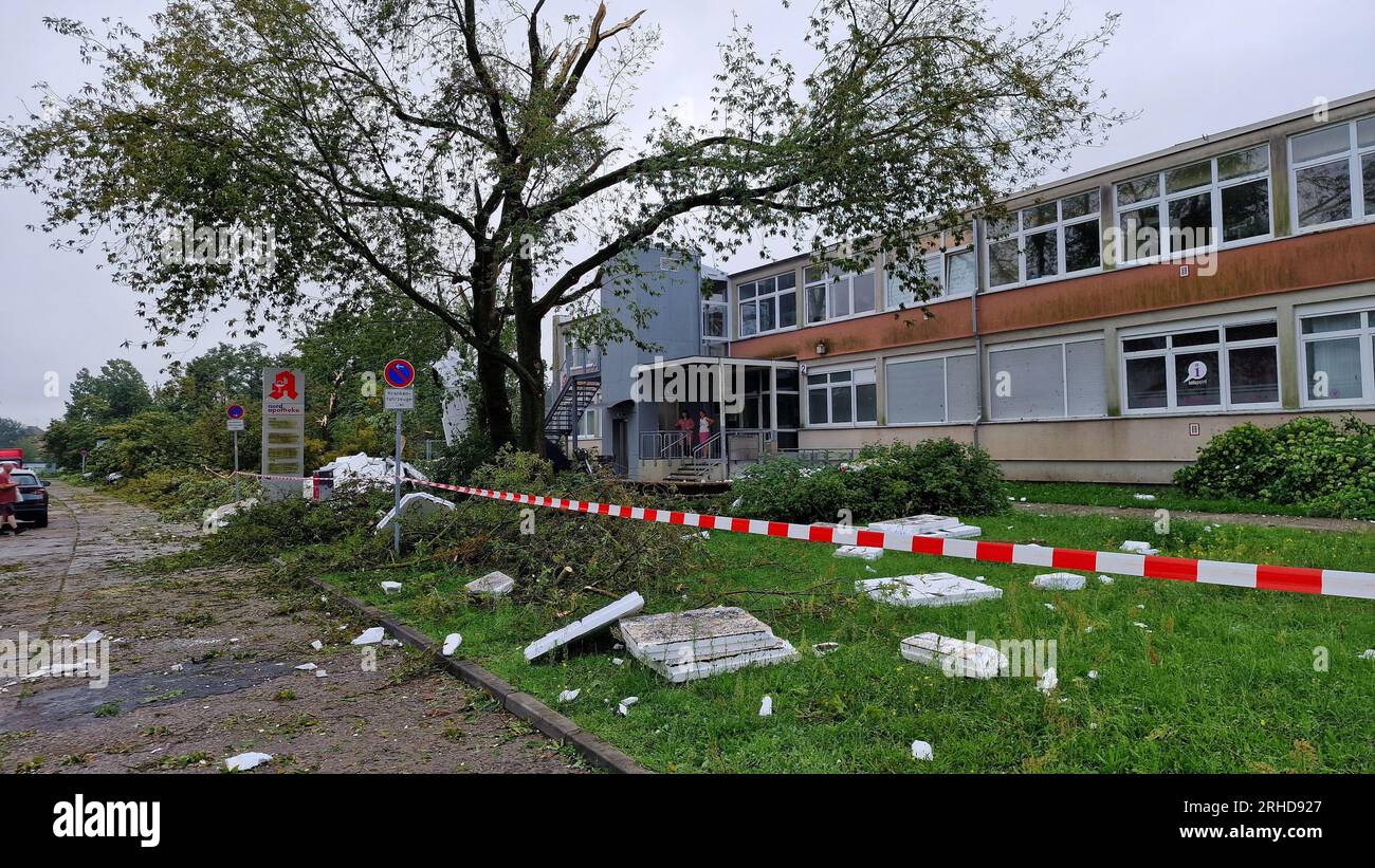 16 août 2023, Brandebourg : un bâtiment fortement endommagé dans ...
