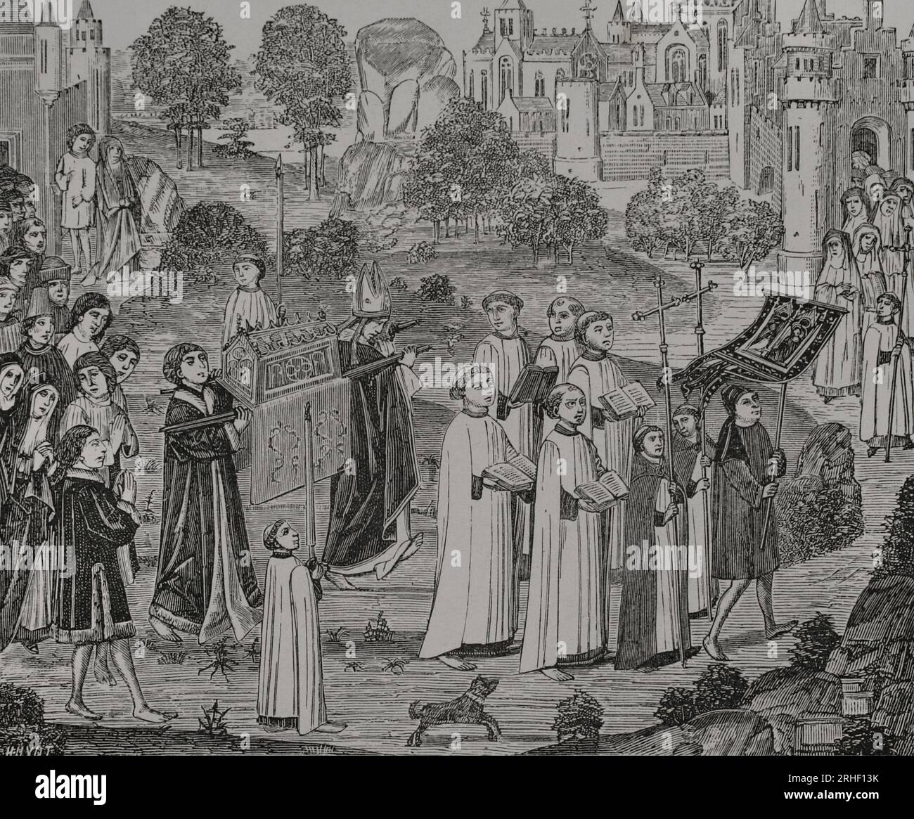 Comte renier portant le corps de Sainte Véronique à Saint Collégiale ...