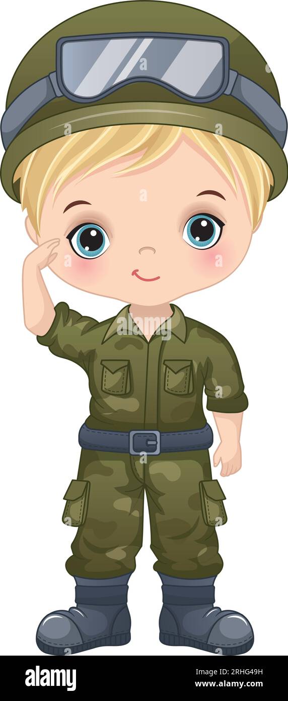Vector Cartoon Cute Military Boy. Soldat vecteur Image Vectorielle ...