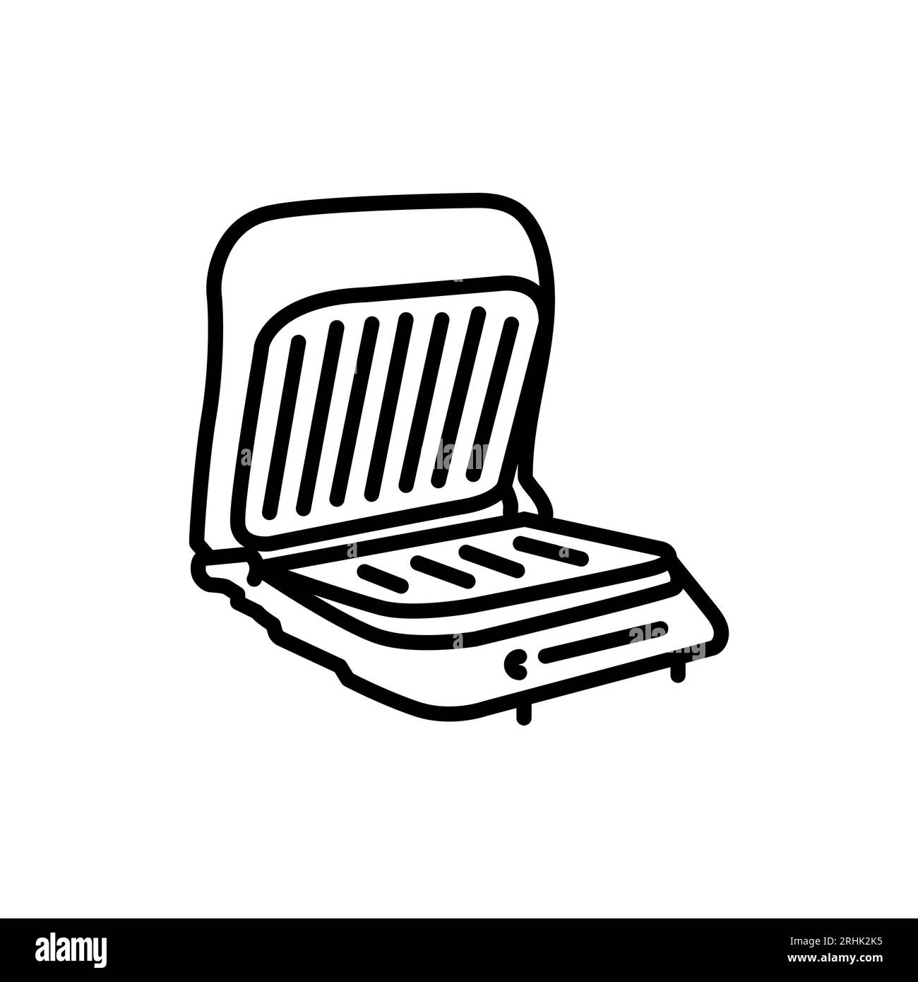 Icône de ligne noire du gril électrique. Dispositif de cuisine ...