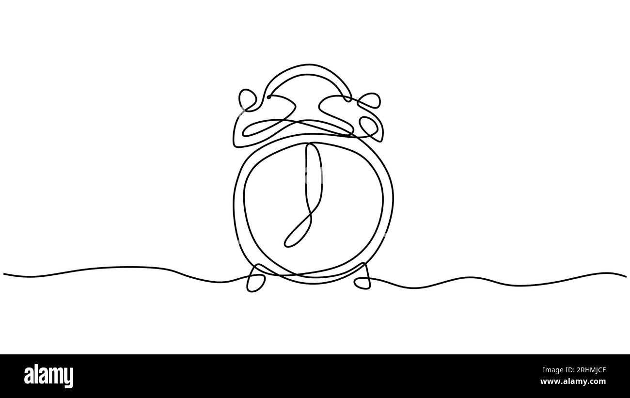 Horloge une ligne dessin minimaliste, illustration vectorielle continue ...