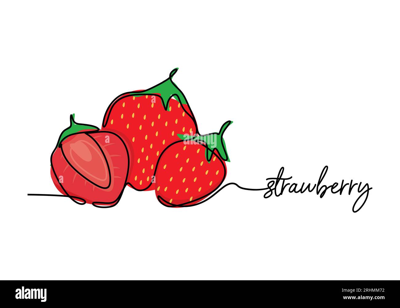 Dessin continu d'une ligne de fraise, illustration vectorielle de fruit ...