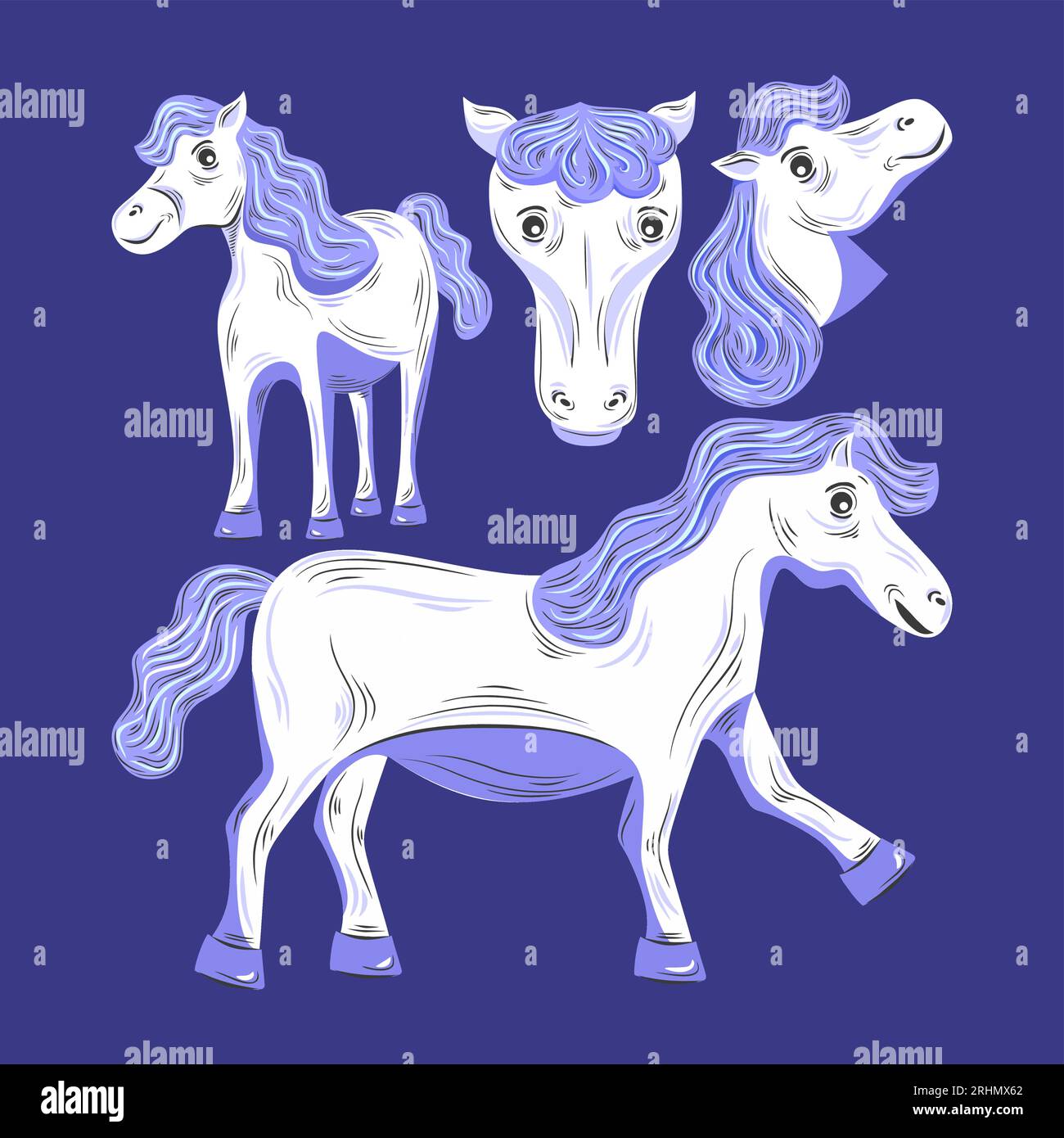 Petit cheval bleu Banque d'images vectorielles - Alamy