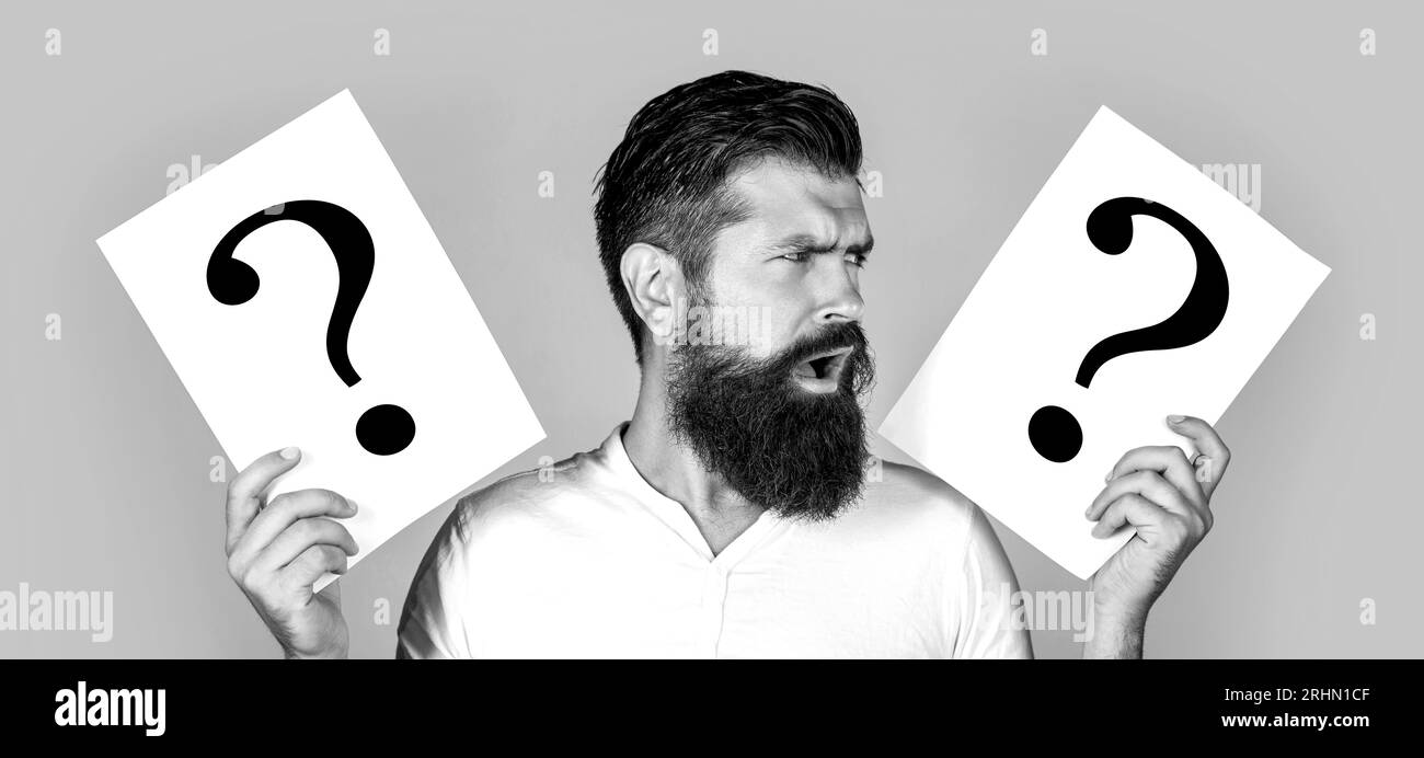 Question homme. Homme avec des points d'interrogation. Obtenir des ...