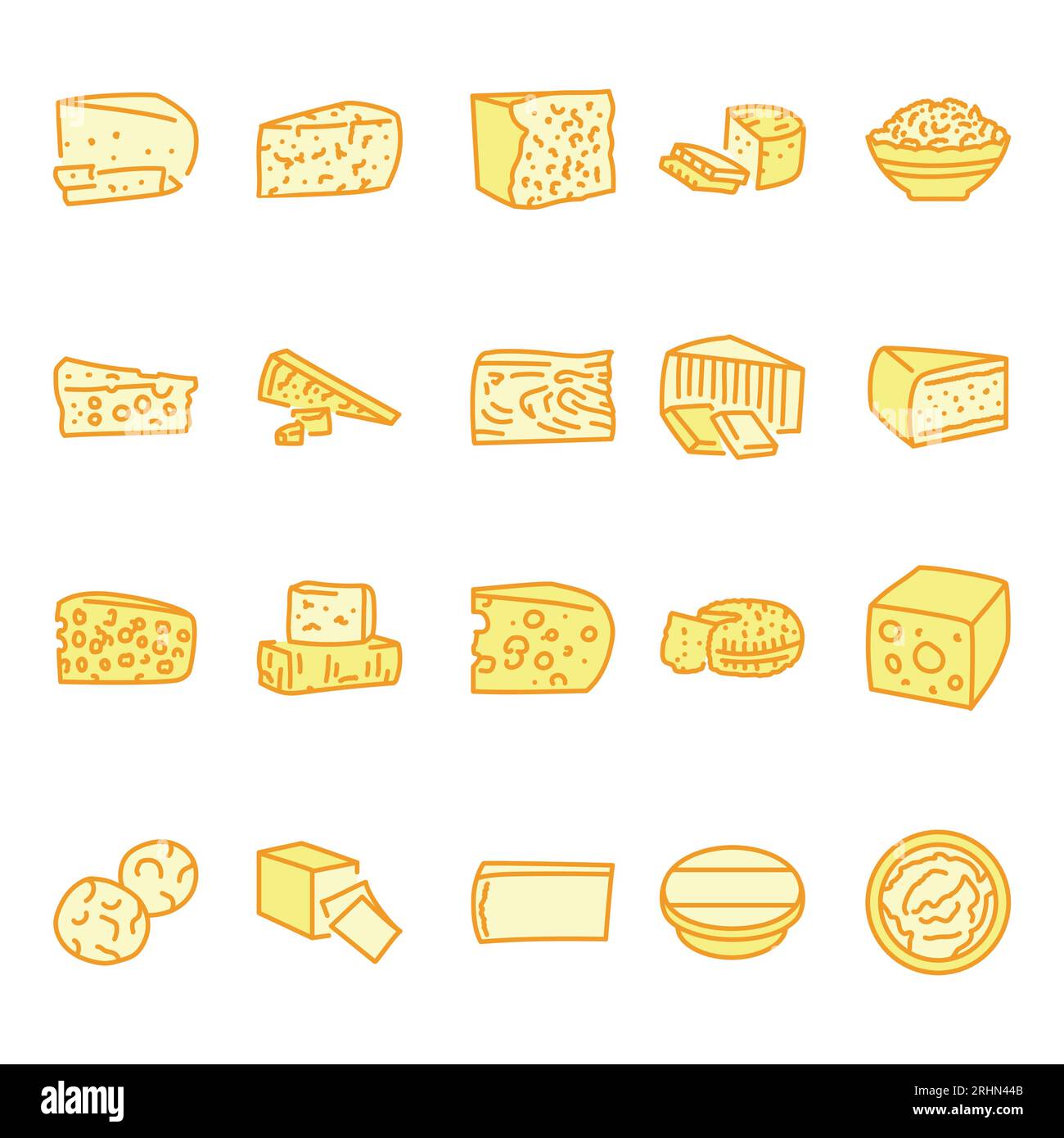 Types de fromages сolor icônes de ligne définies. Pictogrammes pour ...