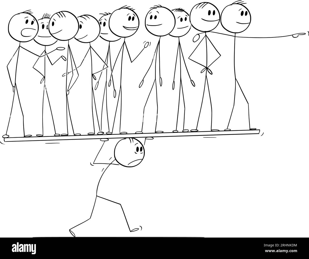 Une personne transporte toute l'équipe, illustration de figure de bâton ...