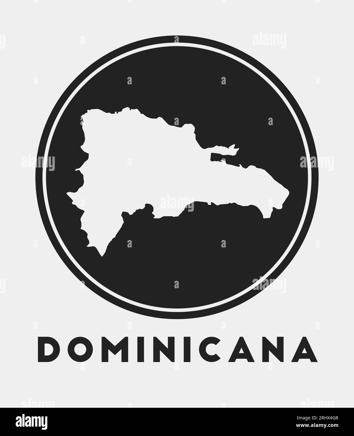 Icône Dominicana. Logo rond avec carte du pays et titre. Badge ...