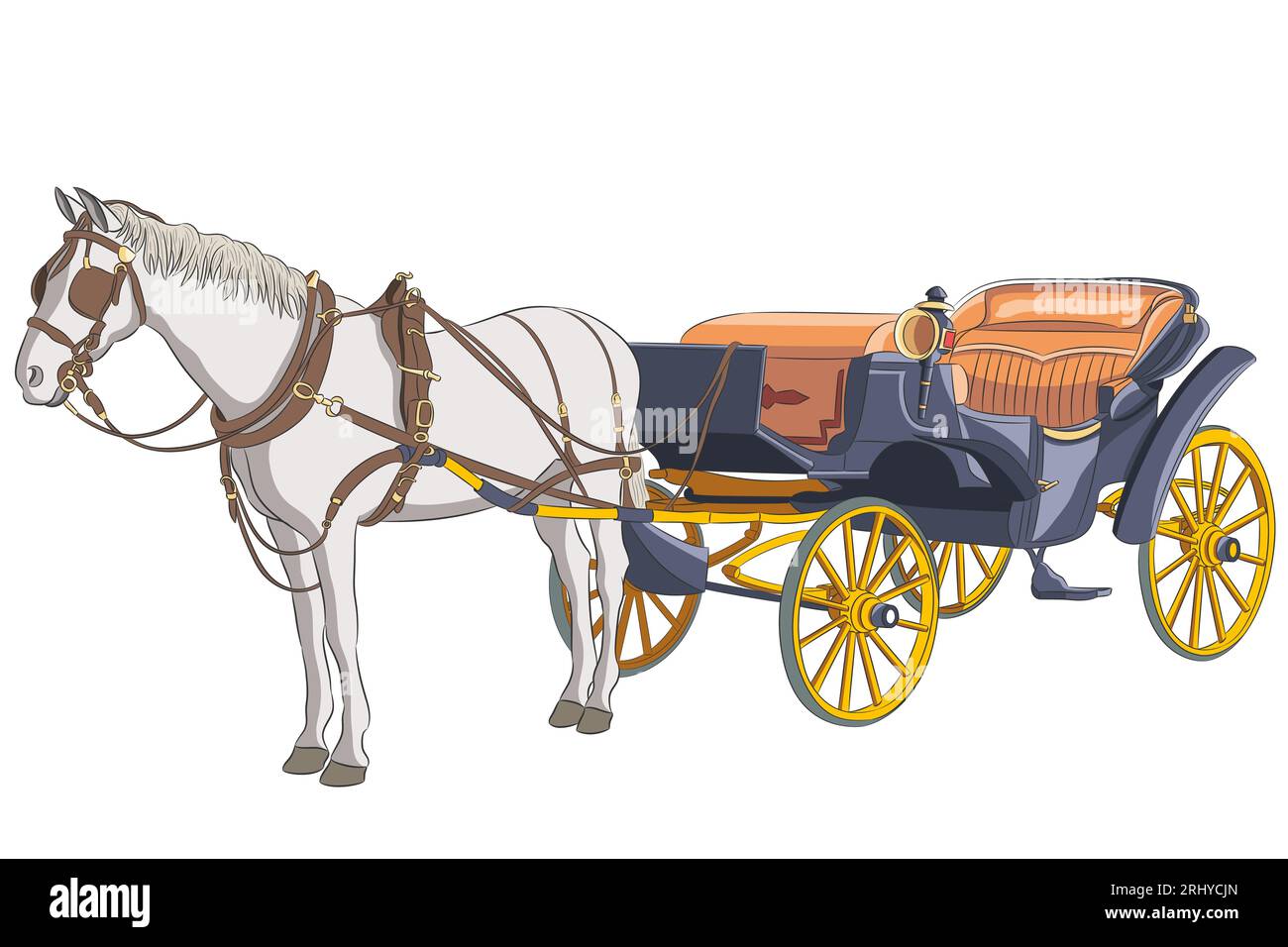 Charrette tirée par un cheval Banque d'images vectorielles - Alamy