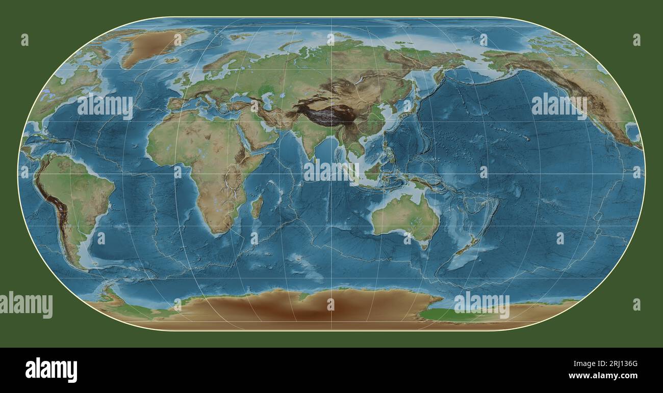 Limites des plaques tectoniques sur une carte altimétrique en couleur ...