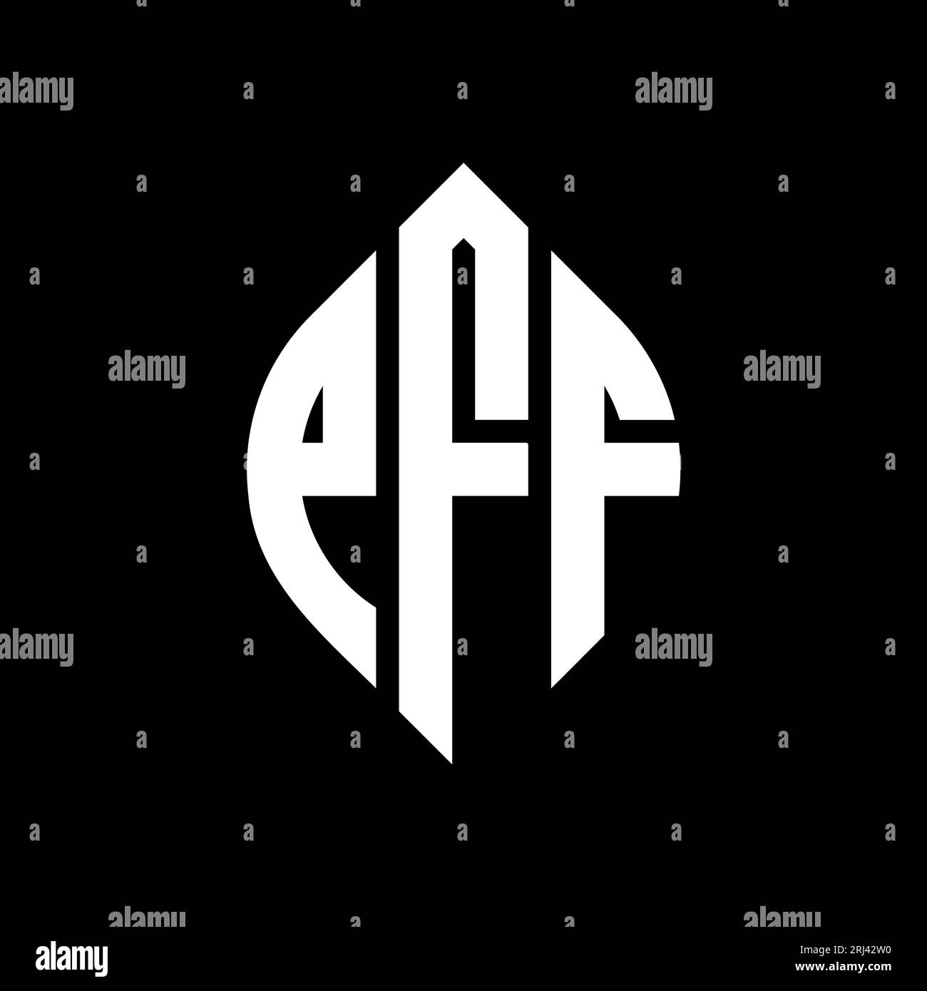 Logo de lettre cercle PFF avec forme de cercle et d'ellipse. Lettres ...