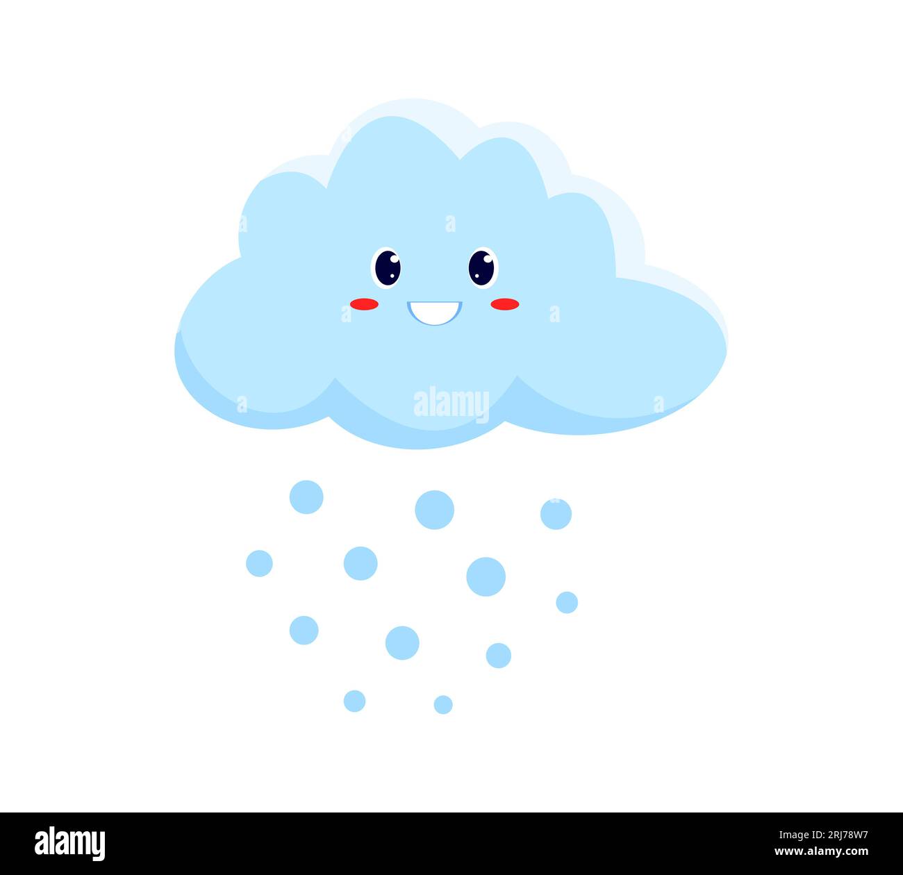 Nuage souriant et pluie gouttes personnage de dessin animé. Vector ...