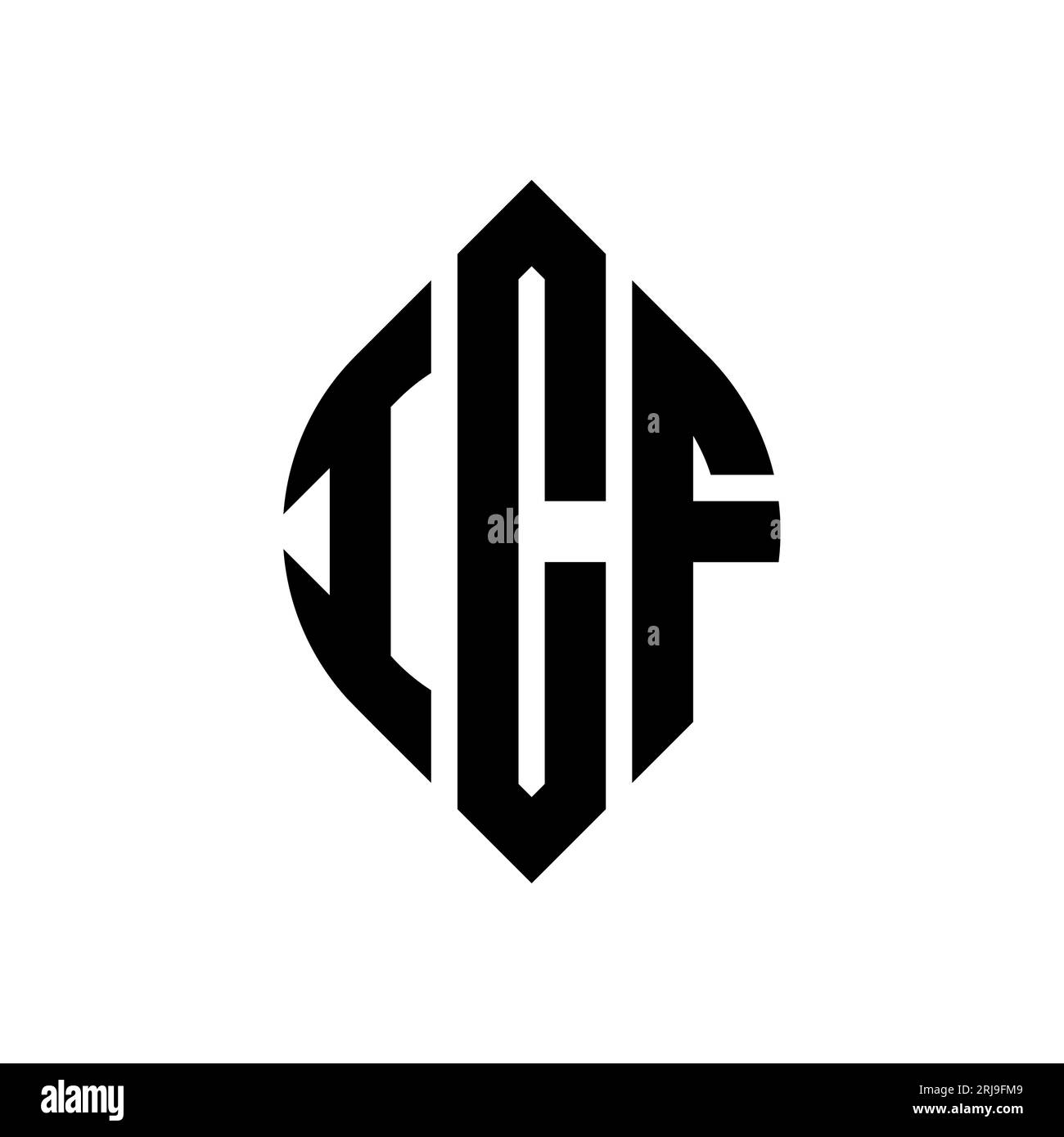 Logo de lettre cercle ICF avec forme de cercle et d'ellipse. Lettres ...