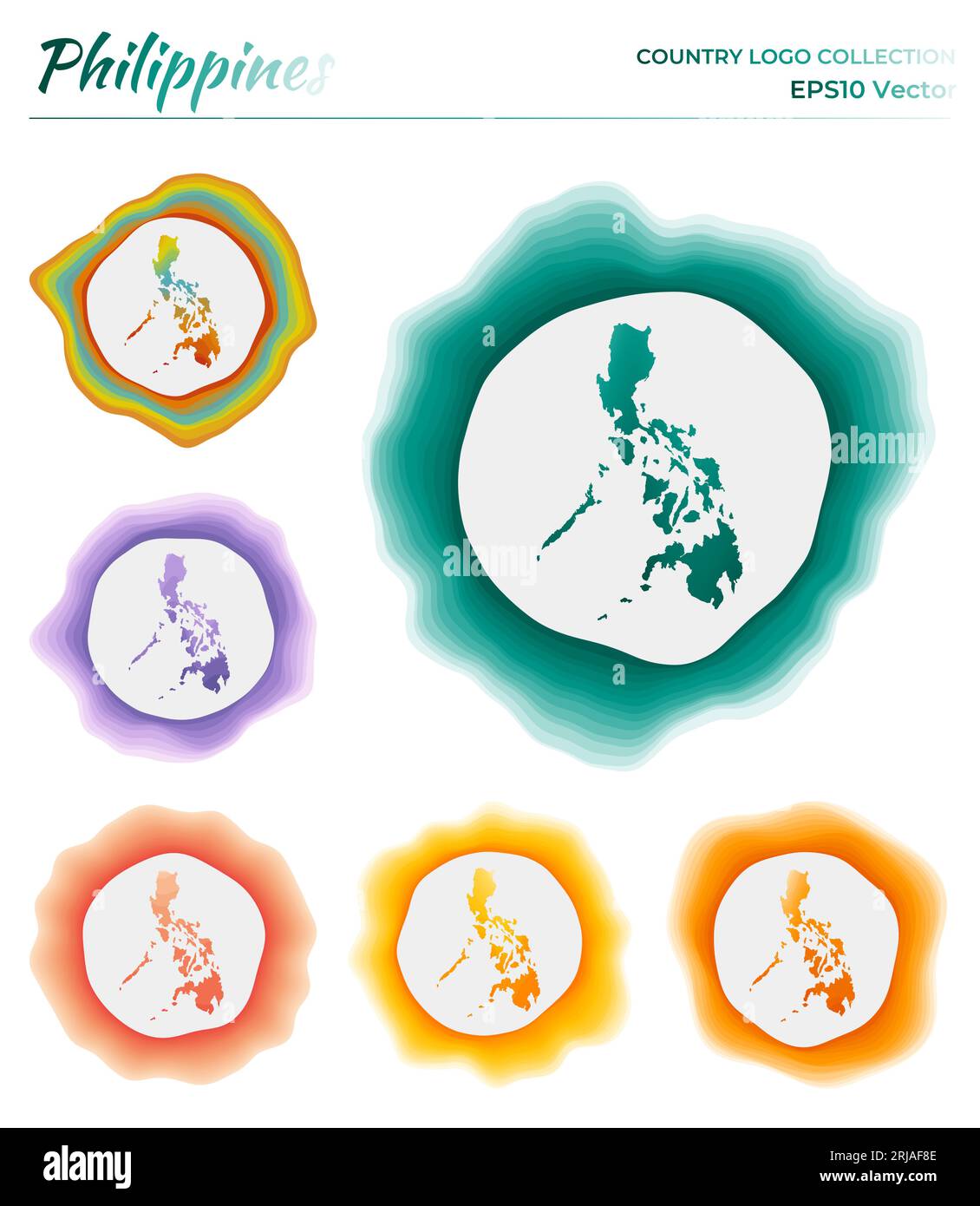 Collection de logos Philippines. Badge coloré du pays. Couches autour ...