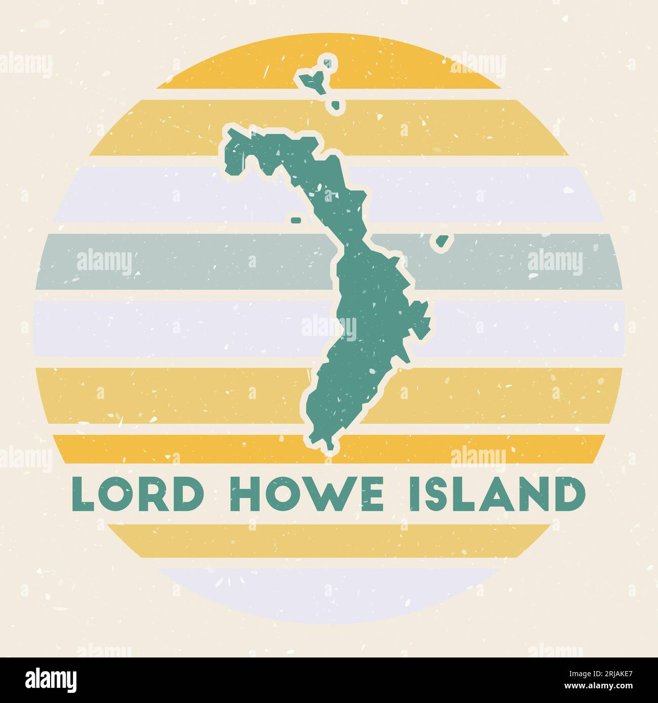 Logo Lord Howe Island. Signe avec la carte et des rayures colorées ...