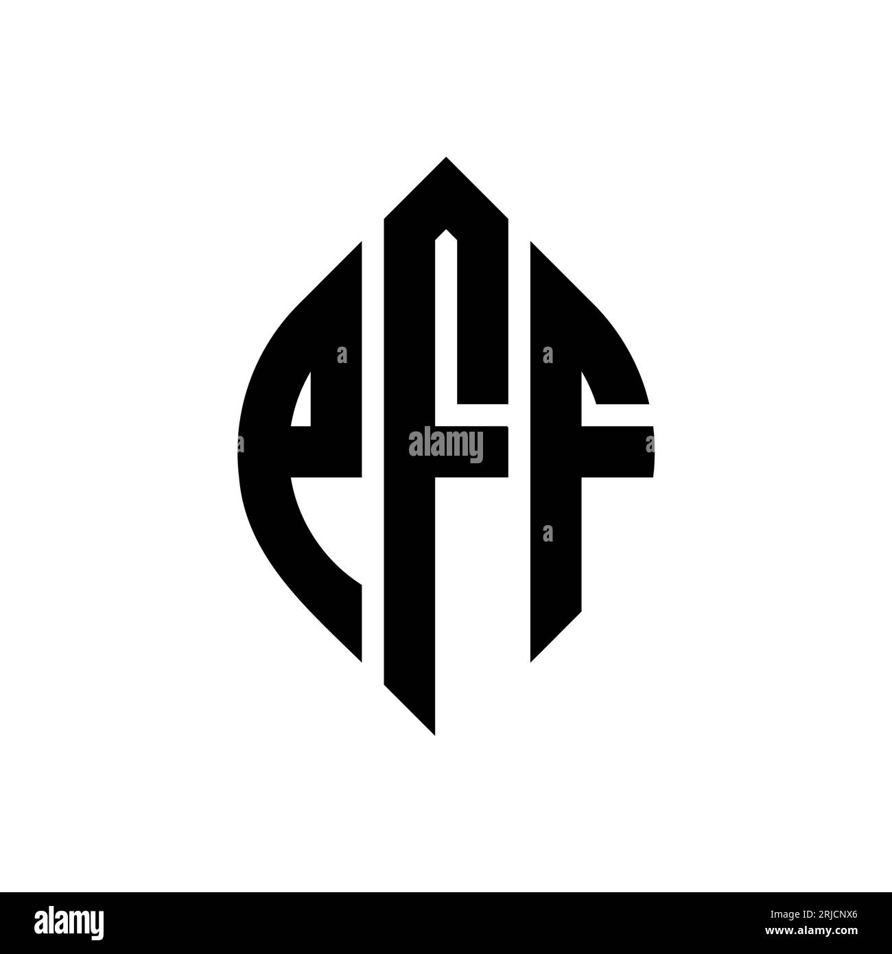 Logo de lettre cercle PFF avec forme de cercle et d'ellipse. Lettres ...