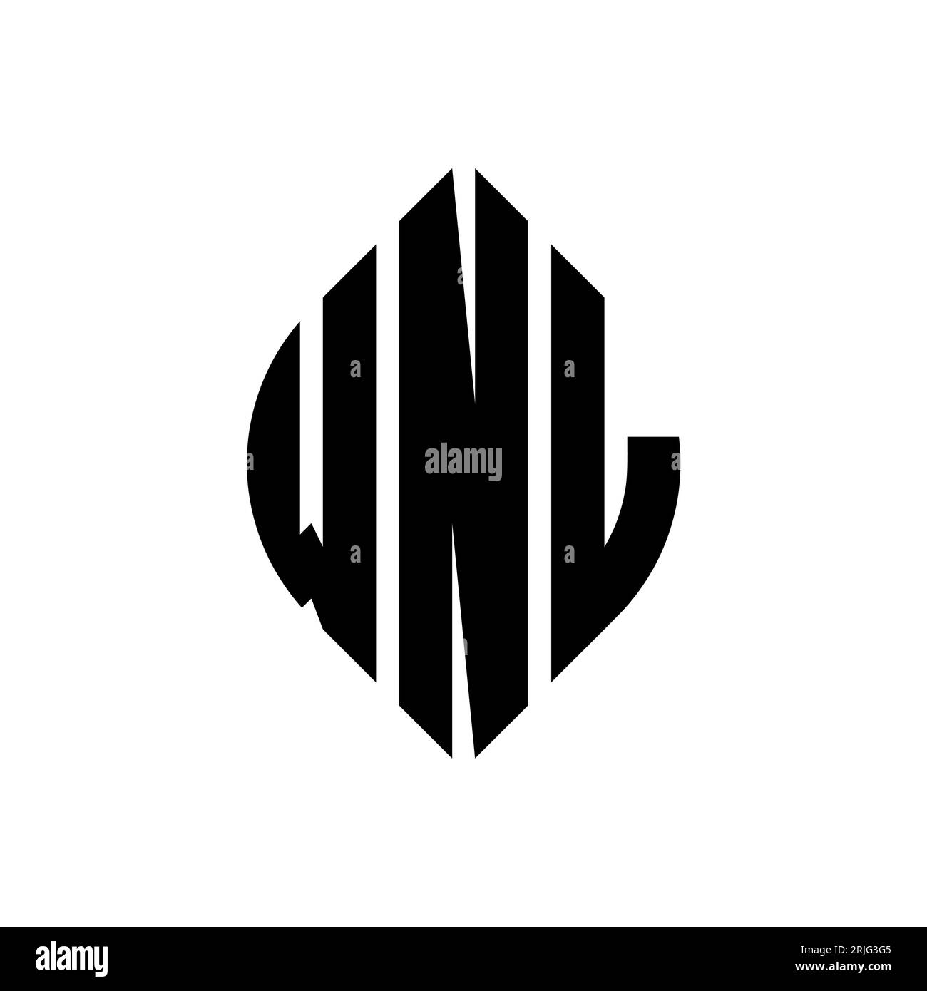 Logo de lettre cercle WNL avec forme de cercle et d'ellipse. Lettres ...