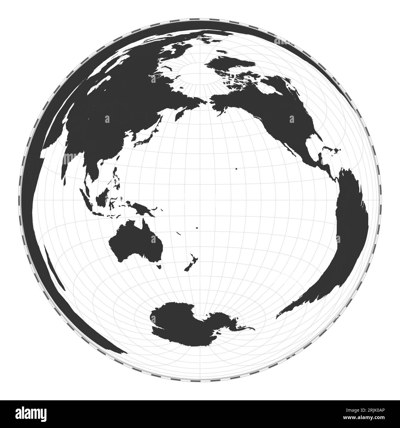 Carte du monde vectorielle. Projection azimutale à aire égale de ...