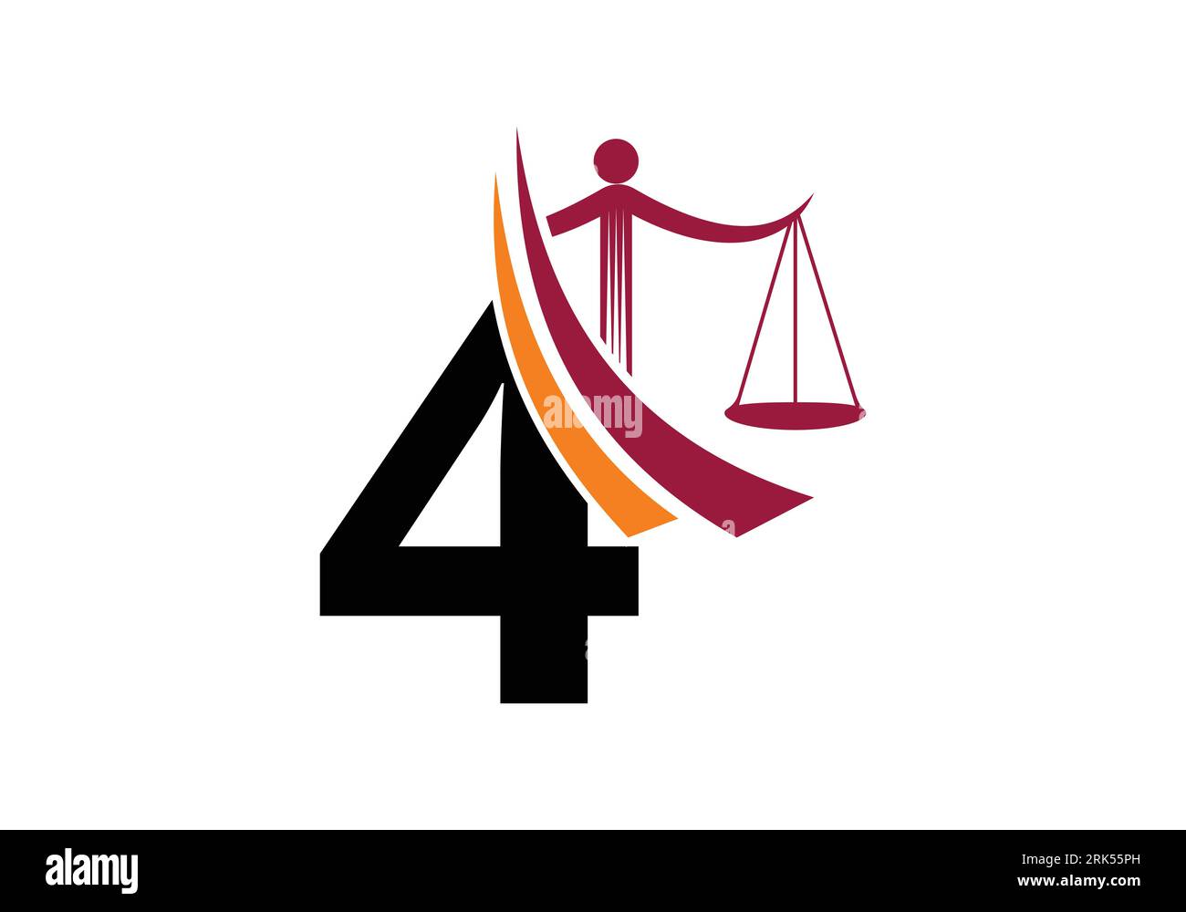 Alphabet monogramme initial 4 avec symbole de signe d'échelle de loi ...