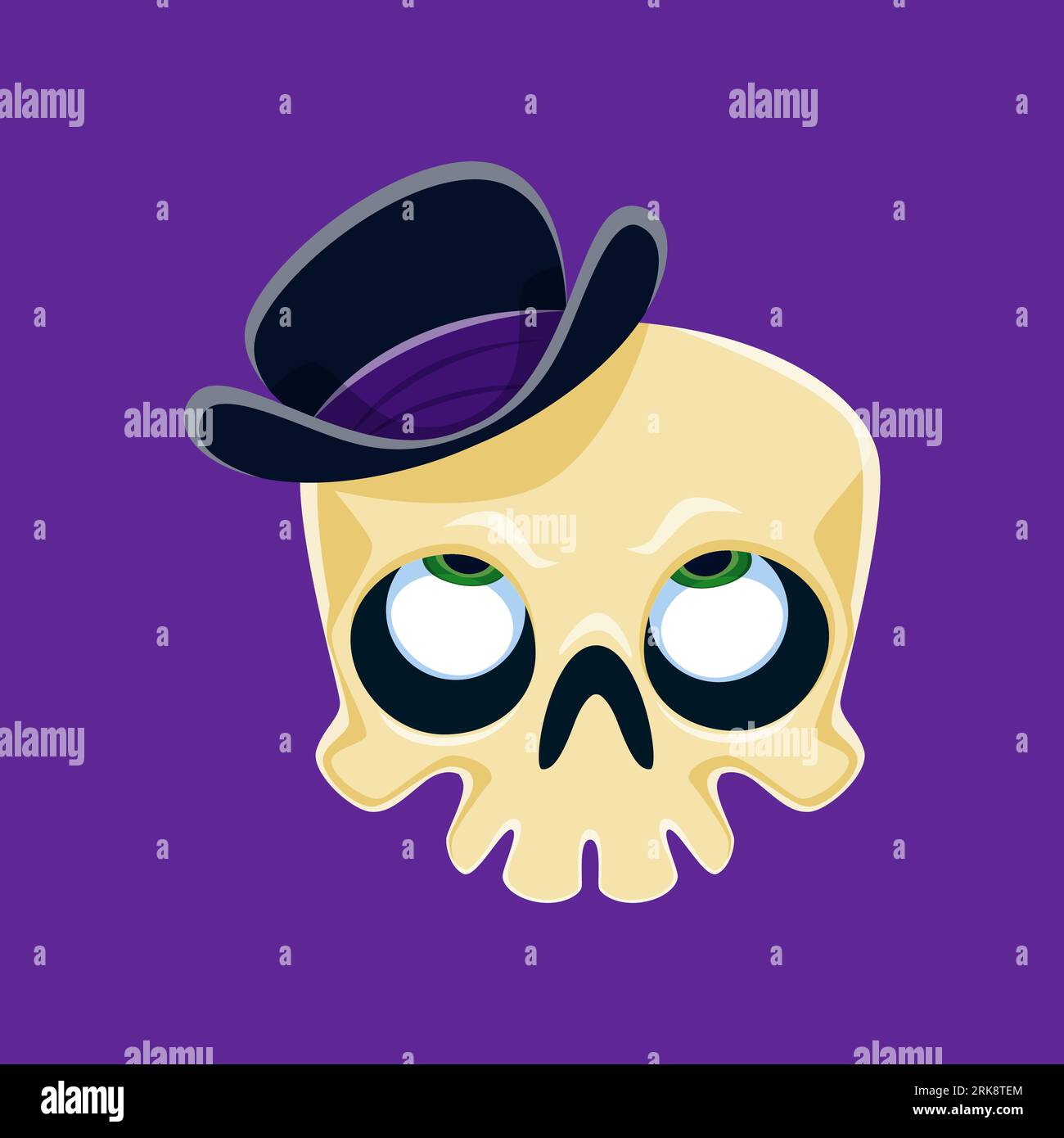 Personnage emoji crâne de dessin animé Halloween. Émoticône crânien ...