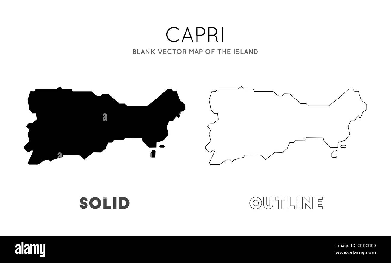 Carte Capri. Carte vectorielle vierge de l'île. Bordures de Capri pour ...