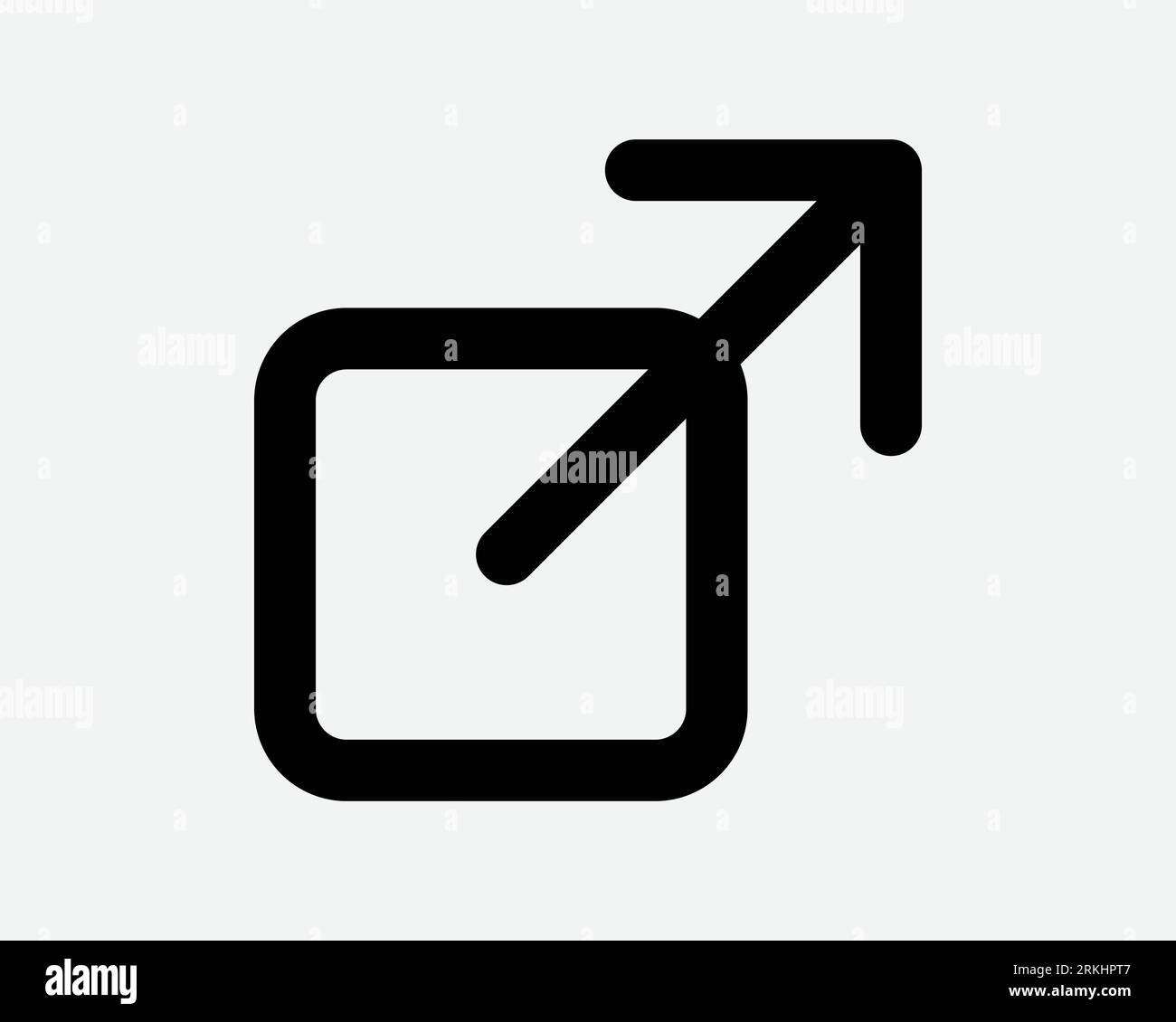 Icône de ligne de lien externe pointeur flèche point flèche page Web ...