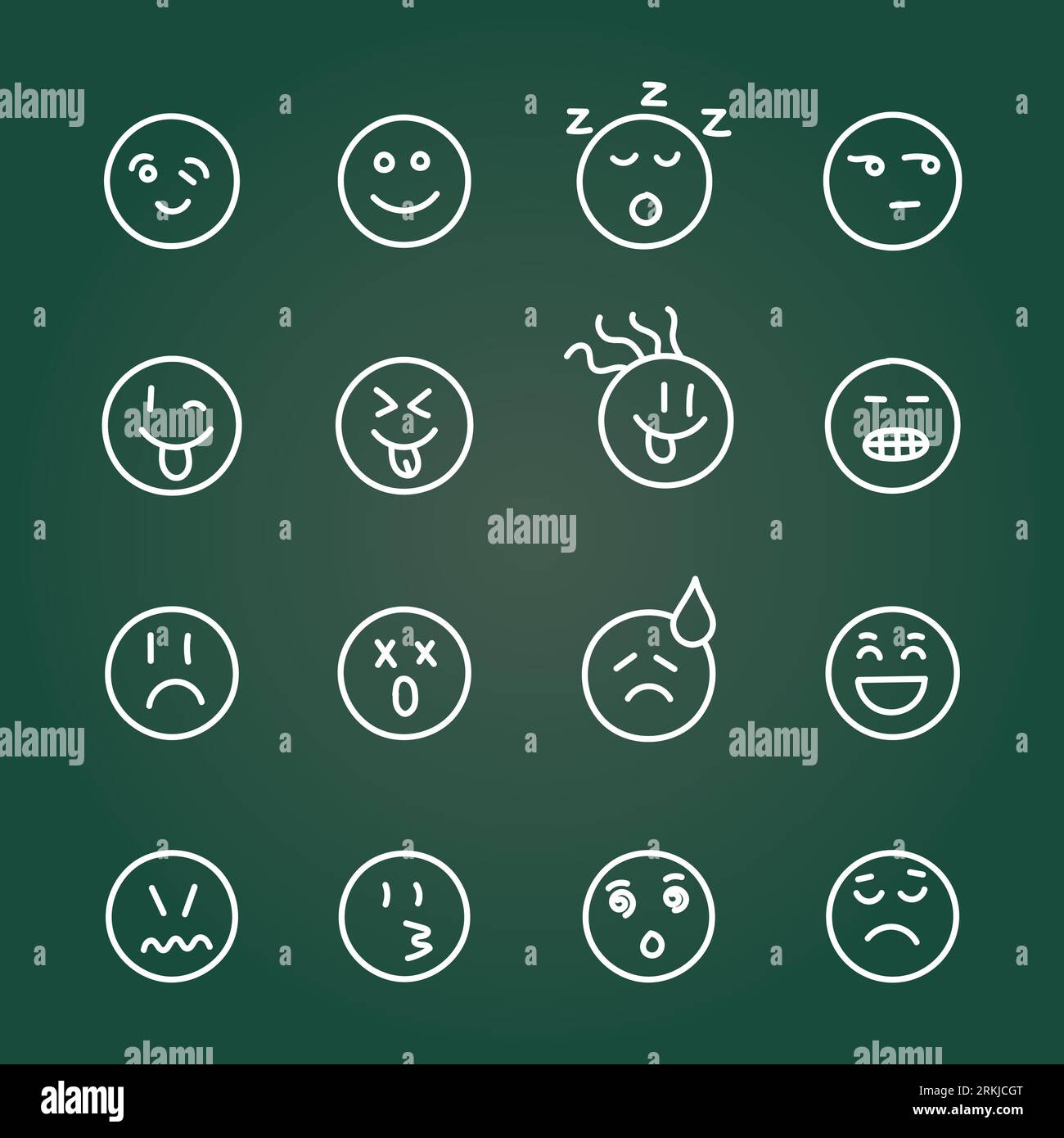 Icône visages emojis dans le style dessiné à la main. Doddle émoticônes ...