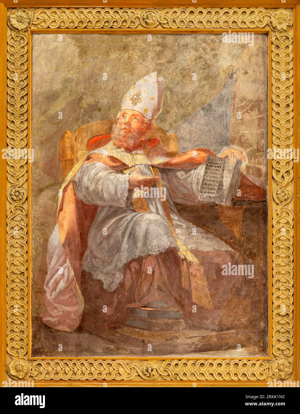 GÊNES, ITALIE - 7 MARS 2023 : la fresque de Saint Ambroise dans l ...