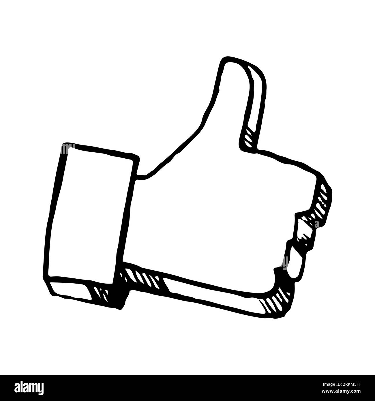 Cartoon thumbs up symbol Banque d'images noir et blanc - Alamy