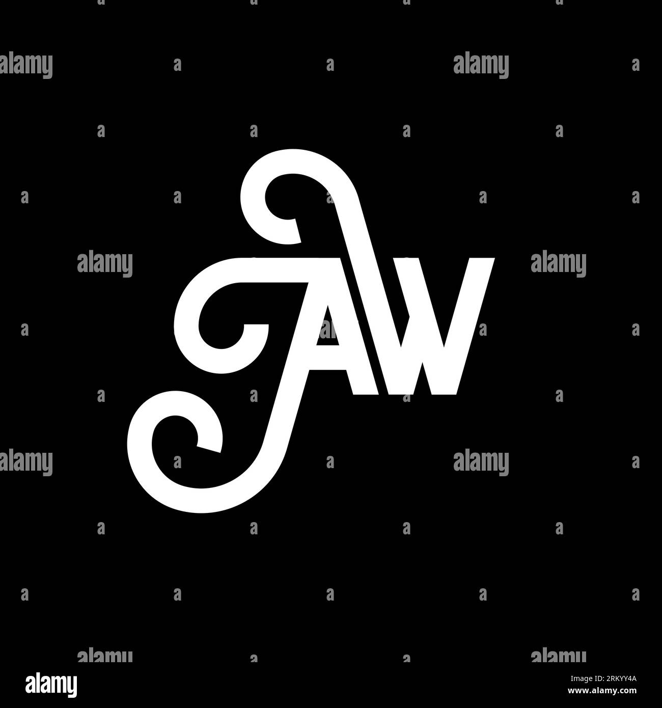 Logo de lettre AW sur fond noir. Concept de logo de lettre d'initiales ...