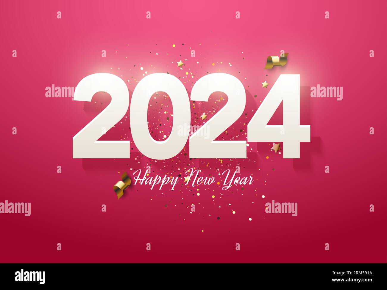 célébration du nouvel an 2024 avec des chiffres blancs purs et ruban ...
