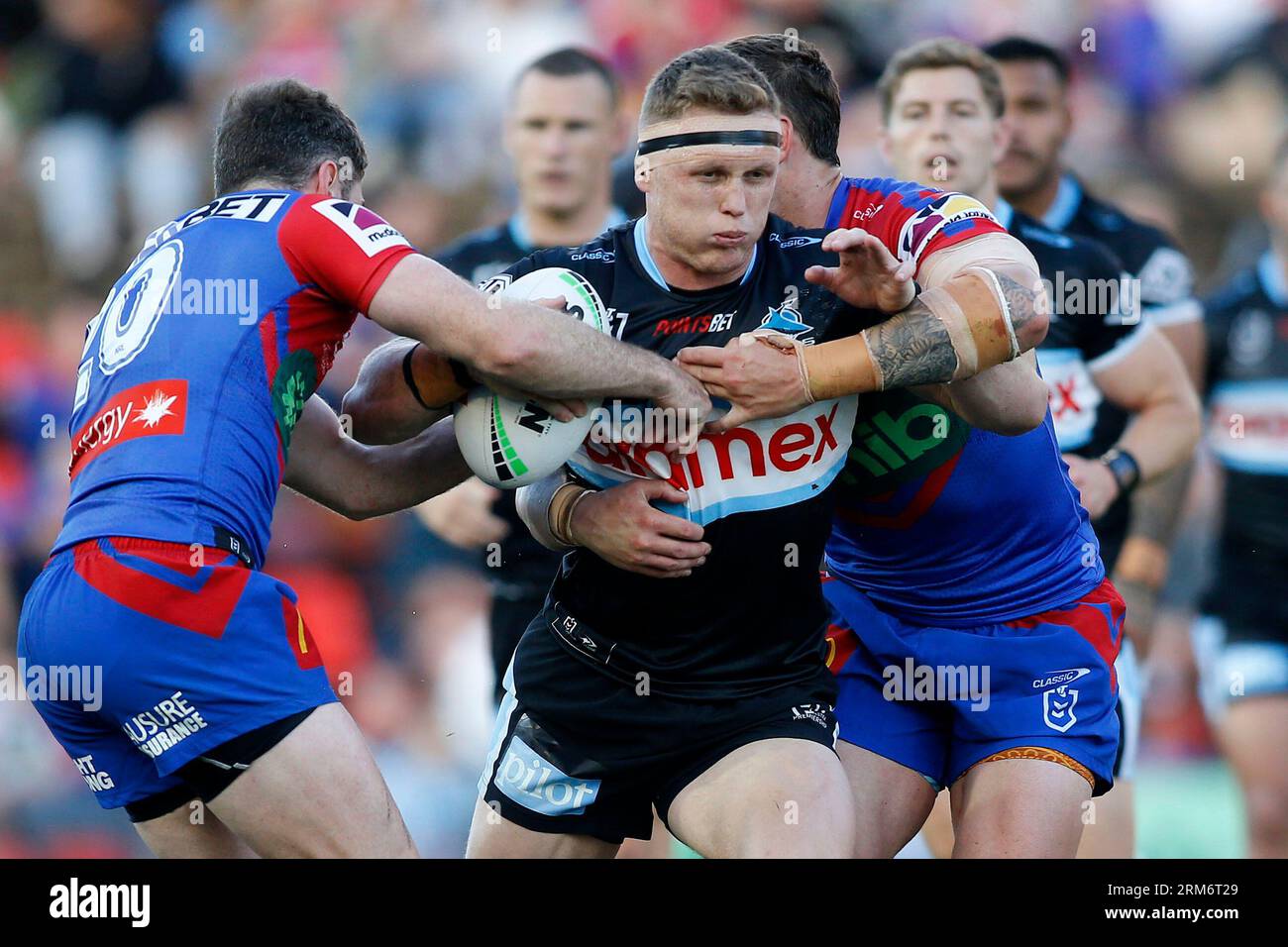 Newcastle, Australie. 27 août 2023. Jack Williams des Sharks lors du ...