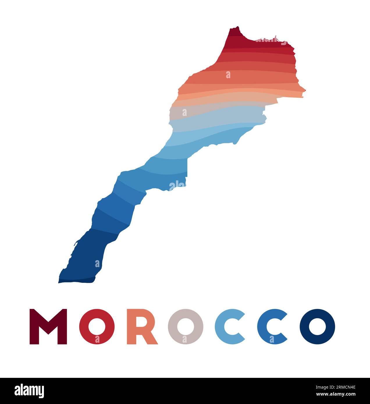 Carte du Maroc avec de belles vagues géométriques dans les couleurs ...