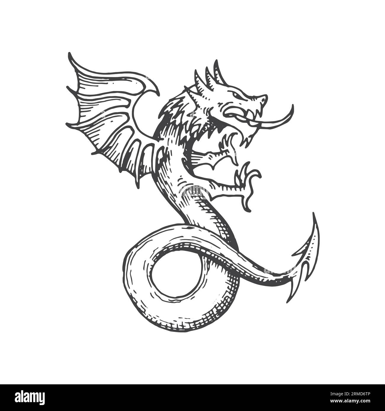 Croquis de monstre animal héraldique médiéval Dragon. Animal magique ...