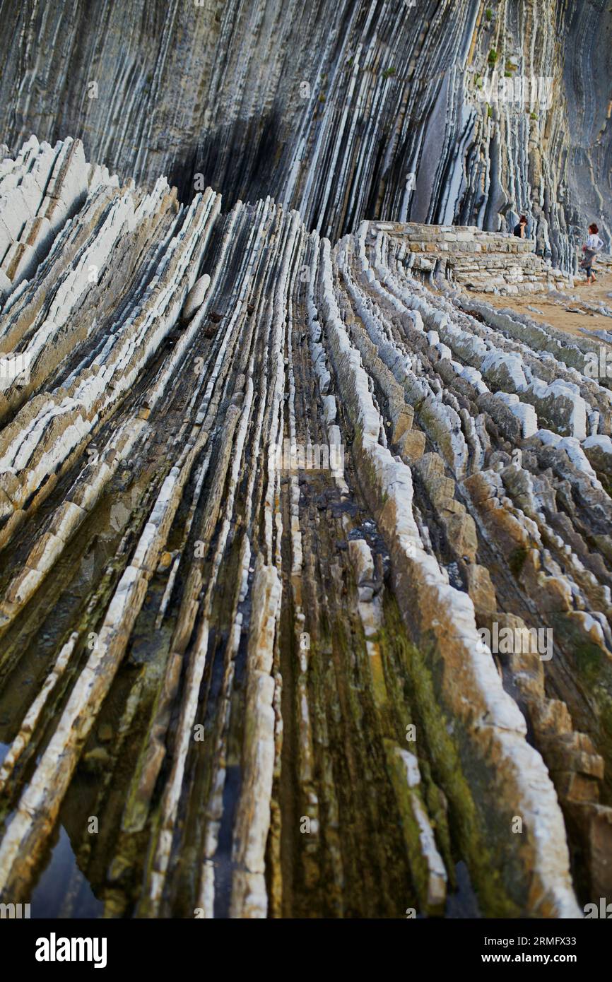 Célèbre flysch de Zumaia, pays Basque, Espagne. Le flysch est une ...