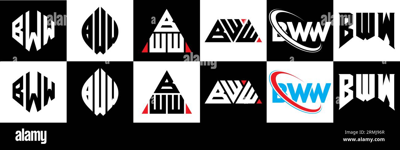 Conception de logo de lettre BWW dans le style six. BWW polygone ...