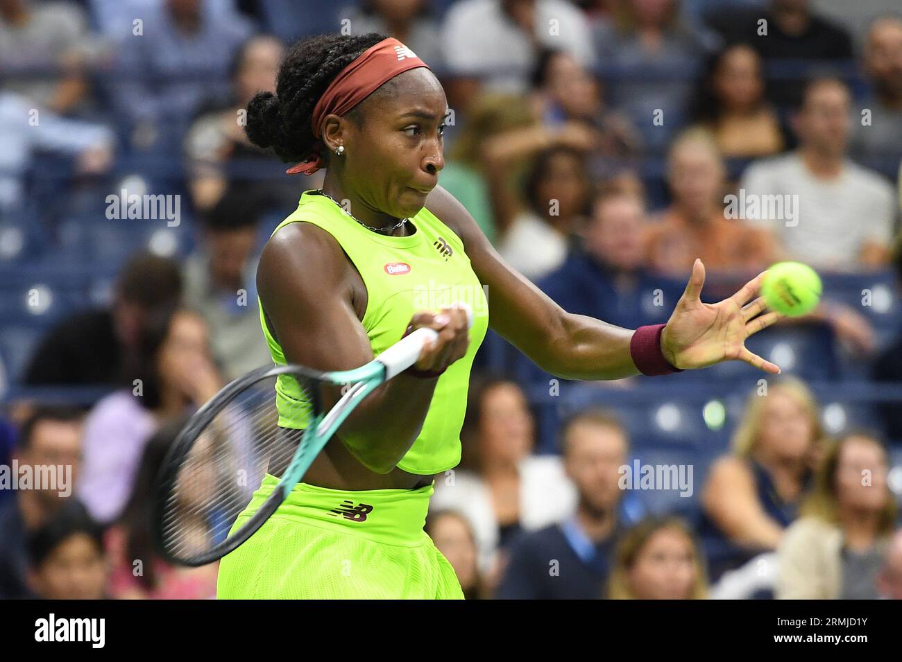New York, États-Unis. 28 août 2023. Coco Gauff des États-Unis joue contre l'allemande Laura ...