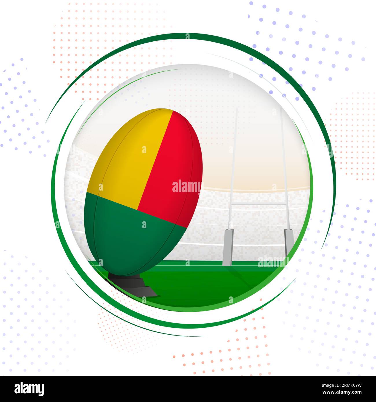 Drapeau du Bénin sur ballon de rugby. Icône du rugby rond avec drapeau ...
