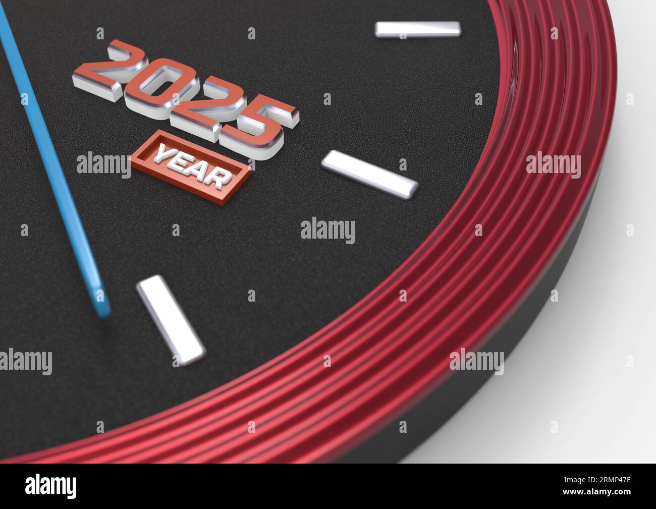 Cadran d'horloge montrant la nouvelle ou l'année en cours 2025. L ...