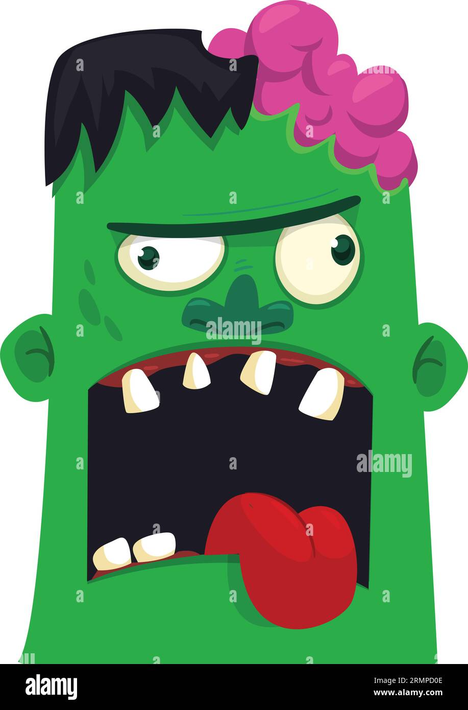 Tête de zombie en colère de dessin animé. Illustration vectorielle ...